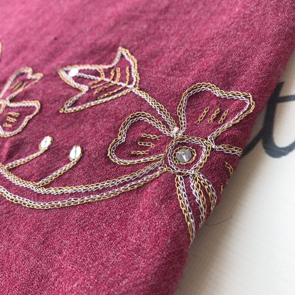 Dark pink attractive women shawl with crochet hand embroidery (Onion ...