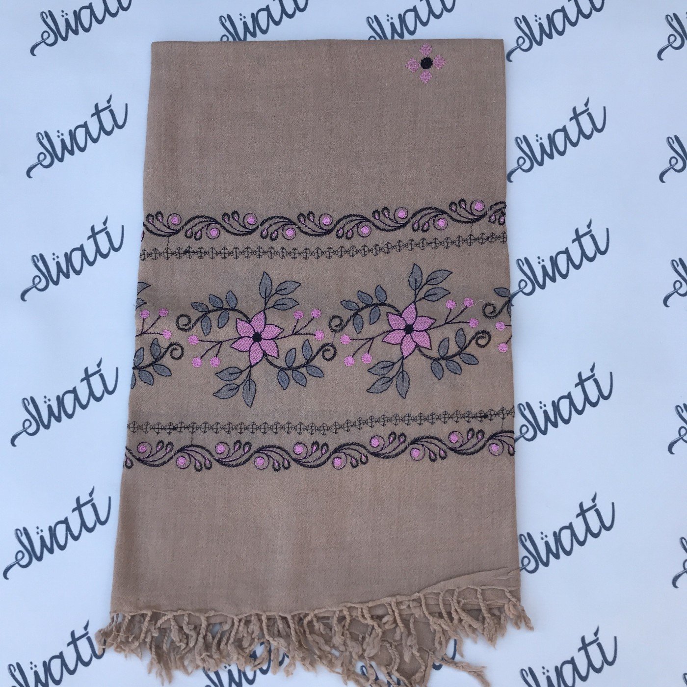 Attractive woolen swati shawl with embroidery - Swati Shawls