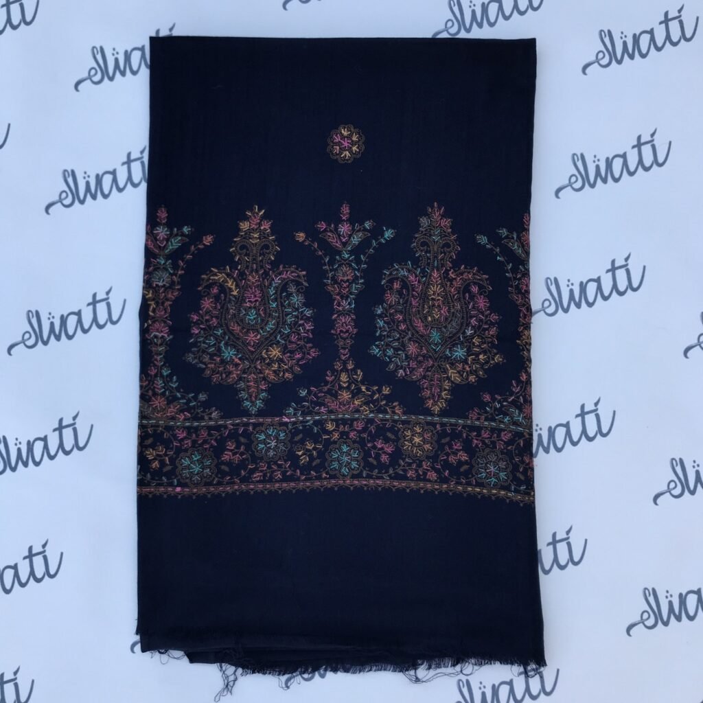 Dark blue pashmina shawl for women - Swati Shawls