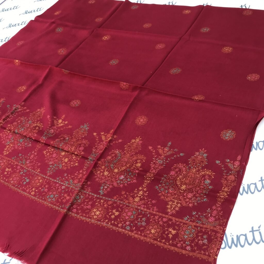 Maroon Pashmina Shawl for women - Swati Shawls