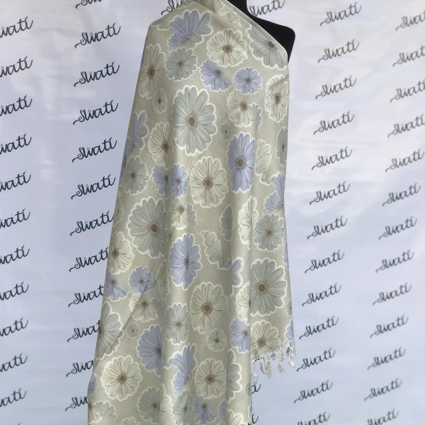 Clean woolen shawl with printed design - Swati Shawls